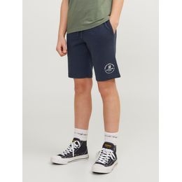 Jack & Jones Jungen Sweatshorts "JPSTSWIFT SWEAT SHORTS AUT SN JNR", blau, Gr. 128, JACK & JONES JUNIOR, bedruckt, Web, Obermaterial: 100% Baumwolle, Hosen