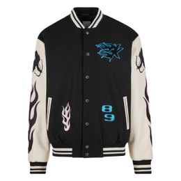Karl Kani Herren Collegejacke "Karl Kani Kani Amor Flames College Jacket"schwarz, blau, rose, Gr. S, mehrfarbig, 70% Wolle, 30% Polyester, Jacken