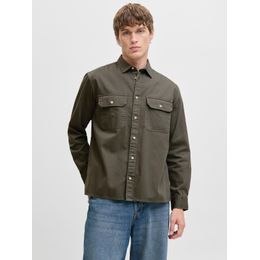 Jack & Jones JACK & JONES Herren Langarmhemd "JJETRAVIS SHIRT LS NOOS", gr&uuml;n, Gr. S, unifarben, Web, Obermaterial: 100% Baumwolle, Hemden, mit Brusttaschen