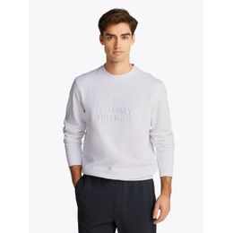 Tommy Hilfiger Herren Sweatshirt "HILFIGER EMBRO LOGO SWEATSHIRT", wei&szlig;, Gr. XXXL, Sweatware, Obermaterial: 100% Baumwolle, Sweatshirts