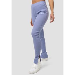 Karl Kani Damen Leggings "Karl Kani Damen KW221-023-1 Small Signature Slit Rib Leggings", blau, Gr. XL, 95% Baumwolle, 5% Elasthan, Hosen