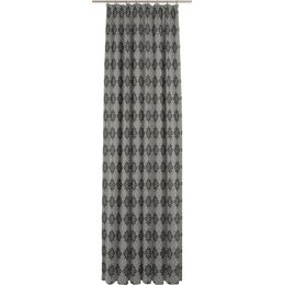 Vorhang Adam, B:145cm H:245cm, schwarz, Jacquard, Baumwolle (Bio-Baumwolle), Wohnzimmer, Gardinen, "Romantic Puligny", aus 100% Bio-Baumwolle
