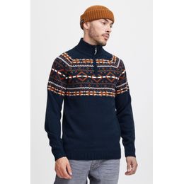 Troyer Blend "BHNilo", Herren, Gr. L, blau (marineblaus), Grobstrick, 100% Polyacryl, regular fit, Pullover, Klassischer Troyer mit Reißverschluss