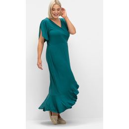 sheego Damen Sommerkleid "Jerseykleid", gr&uuml;n, Gr. 50, unifarben, Jersey, 95% Viskose, 5% Elasthan, Kleider