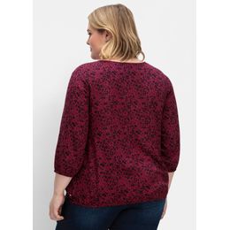 sheego Damen Longbluse, pink, Gr. 54, gemustert, mehrfarbig, 100% Viskose, Blusen