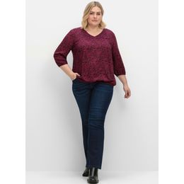 sheego Damen Longbluse, pink, Gr. 50, gemustert, mehrfarbig, 100% Viskose, Blusen