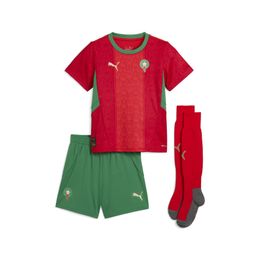 Trainingsshirt Puma "Marokko 2025 Heimtrikot Mini-Kit Kinder", Jungen, Gr. 110, rot archive gr&uuml;n, Obermaterial: 100% Polyester; Rippe: 100% Polyester, bedruckt, regular fit, Rundhals, Shirts