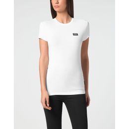Philipp Plein Damen T-Shirt "Slim-Fit-T-Shirt", wei&szlig;, Gr. L, Obermaterial: 95% Modal, 5% Elasthan, Shirts