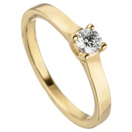 Jobo Damen Diamantring "Ring Goldring Solit&auml;r", 54, SI = kleine Einschl&uuml;sse, Diamanten Gelbgold 585gelbgold 585, Diamanten, Gelbgold 585,