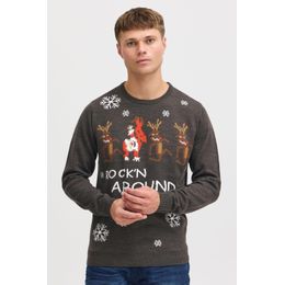 Strickpullover Blend "BHRudolph", Jungen, Gr. XL, charcoal, dance, Feinstrick, 100% Polyacryl, regular fit, ohne Ausschnitt, eingesetzt, Pullover Strickpullover, Strickpullover mit Weihnachtsmotiv