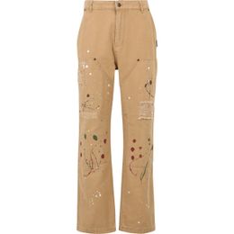 Karl Kani Damen Cargohose "Karl Kani OG Paintsplatter Cargo Pants"sand, Gr. XL, 100% Baumwolle, Hosen