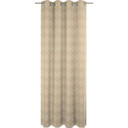 Vorhang Adam, B:145cm H:245cm, beige, Jacquard, Baumwolle (Bio-Baumwolle), Wohnzimmer, Gardinen, "Romantic Puligny Light", aus 100% Bio-Baumwolle