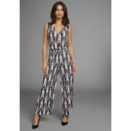 Laura Scott Damen Jumpsuit, schwarz-wei&szlig;, Gr. 44, mehrfarbig, Jersey, Obermaterial: 95% Polyester, 5% Elasthan, Overalls, Oberteil in Wickeloptik mit