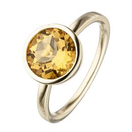 Goldring JOBO "Ring Citrinring" Gr. 50, orange, Fingerringe, Damen, 50, Gelbgold 585, Goldring