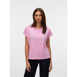 V&eacute;ro Moda VERO MODA Damen Kurzarmshirt "VMEMMY SS LACE TAPE TOP JRS GA NOOS", rosa, Gr. L, unifarben, Jersey, Obermaterial: 100% Baumwolle, Shirts