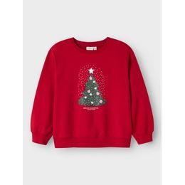 name it Kinder Sweatshirt "NKFRILI LS NREG SWEAT BRU BOX"jester rot, Gr. 122, bedruckt, Sweatware, Obermaterial: 100% Baumwolle, Sweatshirts