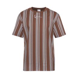 Karl Kani Herren T-Shirt "Karl Kani Herren KM233-025-2 KK Small Signature Striped Tee"braun, light blau, Gr. XL, gestreift, 100% Baumwolle, Shirts