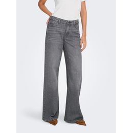 Jacqueline de Yong Relax-fit-Jeans JDY "JDYRUBY MW WID MG 1007 DNM NOOS", Damen, Gr. XL (42), L&auml;nge 32, medium grau denim, Denim/Jeans, Obermaterial: 99% Baumwolle, 1% Elasthan, unifarben, relaxed fit kn&ouml;chellang, Jeans