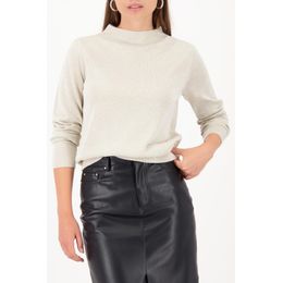 monari Damen Rundhalspullover "Pullover Lurex"almond, Gr. 42, unifarben, Web, Obermaterial: 39% Baumwolle, 29% Viskose, 25% Polyester, 7%