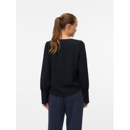 V&eacute;ro Moda VERO MODA Damen Langarmbluse "VMESME LS V-NECK TOP WVN GA", schwarz, Gr. S, unifarben, Web, Obermaterial: 100% Polyester, Blusen
