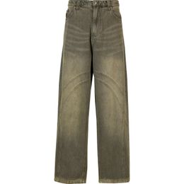 Bequeme Jeans Karl Kani "Karl Kani Karl Kani OG Washed Wavy Seams Denim Baggy Pants", Herren, Gr. 28, Normalgr&ouml;&szlig;en, schwarz schwarz, gr&uuml;n, 76% Baumwolle, 14% Viskose, 10% Polyester, unifarben, Jeans