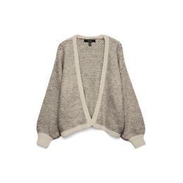 V&eacute;ro Moda VERO MODA Damen Strickjacke "VMLOVELY LS OPEN CARDIGAN"oatmeal detail:mel with chocolate torte, Gr. XS, unifarben, Strick, Obermaterial: 78%