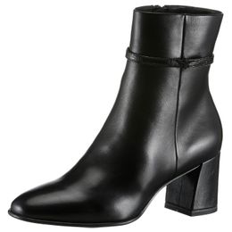 Tamaris Damen Stiefelette, Gr. 37, schwarz, Glattleder, Textil, Reptilienprägung, unifarben, Schuhe, Blockabsatz, Businessschuh, Abendschuh mit