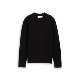 Tom Tailor Denim Herren Boucl&eacute; Strickpullover, schwarz, Uni, Gr. L