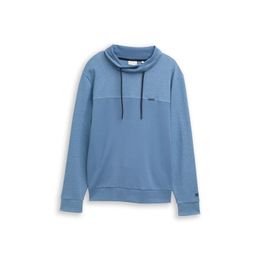 Tom Tailor Herren Snood Sweatshirt mit Struktur-Mix, blau, Meliert, Gr. S