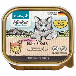 ZooRoyal Minkas Naturkost Kitten Huhn und Kalb mit Cranberries Katzen-Nassfutter ohne Zucker und Getreide 100g