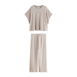next Pyjama Damen Gr&ouml;&szlig;e XL creme / wei&szlig; Winterkleid