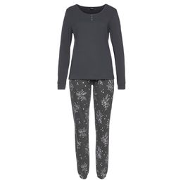 Damen Pyjama, Grau, Gr. 44/46, Vivance Dreams by Lascana, Pyjamas, 100% Baumwolle