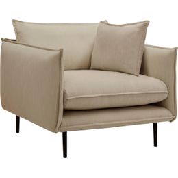 1,5-Sitzer Home Affaire "Somba", beige, B:107cm H:88cm T:103cm, Struktur fein (100% Polyester);Filzoptik (100% Polester), Sofas, mit dickem Keder und eleganter Optik