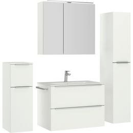 Badm&ouml;bel-Set Nobilia "Levere", wei&szlig; (alpinwei&szlig;), B:160cm H:169cm T:48,7cm, Kastenm&ouml;bel-Sets, Badm&ouml;bel-Set, inkl. Spiegelschrank mit Beleuchtung und Dimmerfunktion, in 4 Breiten