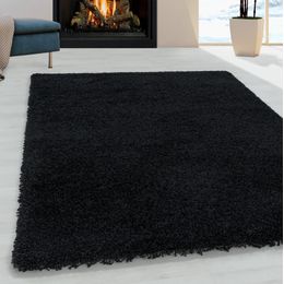 Hochflor-Teppich Ayyildiz Teppiche "SYDNEY 3000", schwarz, B:140cm H:30mm L:200cm, Polypropylen (PP), Teppiche, Shaggy, Langflor, uni, auch in rund, Wohnzimmer