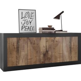 Sideboard Inosign "Basic Breite 207 cm, Kommode 4 Türen, Anrichte", schwarz (schwarz matt, pero), B:207cm H:86cm T:43cm, Sideboards, Metallgriff, moderne Rahmenoptik, viel Stauraum, Farbauswahl