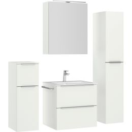 Badm&ouml;bel-Set Nobilia "Levere", wei&szlig; (alpinwei&szlig;), B:140cm H:169cm T:48,7cm, Kastenm&ouml;bel-Sets, Badm&ouml;bel-Set, inkl. Spiegelschrank mit Beleuchtung und Dimmerfunktion, in 4 Breiten