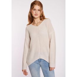 Haily's Strickpullover HAILY&rsquo;S "LS P VK Pi44pa", Damen, Gr. S, beige (cream), Strick, Obermaterial: 94% Polyester, 3% Elasthan, 3% Nylon, unifarben, normal, V-Ausschnitt, Pullover Strickpullover