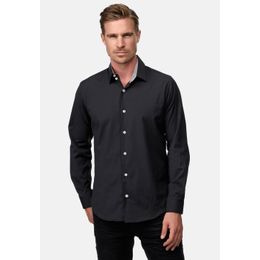 Langarmhemd Rusty Neal, Herren, Gr. 4XL, EURO-Größen, schwarz (schwarz, grau), 60% Baumwolle, 37% Polyester, 3% Elasthan, unifarben, Hemden, mit Weste und Krawatte