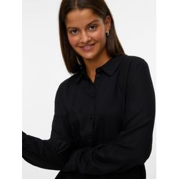 V&eacute;ro Moda Hemdbluse VERO MODA "VMBUMPY L/S BASIC SHIRT WVN GA NOOS", Damen, Gr. L, schwarz, Web, Obermaterial: 100% Viskose, unifarben, regular fit normal, Blusen Hemdbluse