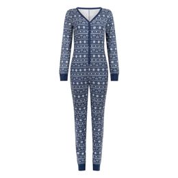 Hunkem&ouml;ller Hunkem&ouml;ller Pyjama Damen Gr&ouml;&szlig;e M saphir / wei&szlig; Winterkleid