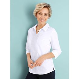 Schlupfbluse Classic Basics, Damen, Gr. 48, wei&szlig;, 50% Baumwolle, 50% Polyester, unifarben, V-Ausschnitt, Blusen Schlupfbluse