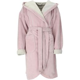 Damenbademantel Vossen "Runa, ideal f&uuml;r Sauna & Spa, Hotelbademantel, Morgenmantel" Gr. XL, lila (sea lavender, ivory), L:95cm, Doubleface, Hausm&auml;ntel