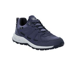 Wanderschuh Jack Wolfskin "WOODLAND 2 TEXAPORE LOW W", Damen, Gr. 43, blau (graublau), Synthetik, Textil, Schuhe Wanderschuh, wasserdicht, Trekkingschuh