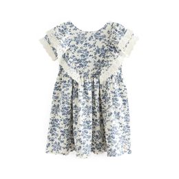 Laura Ashley Kleid M&auml;dchen Gr&ouml;&szlig;e 104 creme / dunkelblau