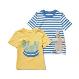 Tchibo - 2 Kinder-T-Shirts mit Applikation - Jungen - Gr. 86/92 - blau
