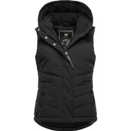 Steppweste Ragwear "Hesty", Damen, Gr. M (38), schwarz (nero), Au&szlig;enmaterial: 100% Polyester; Innenfutter: 100% Polyester; Wattierung: 100% Polyester, tailliert Po-bedeckend, hoch geschlossener Ausschnitt, Westen Steppweste, Wasserdichte Outdoor-Weste mit abnehmbarer Kapuze