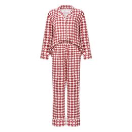 Hunkem&ouml;ller Hunkem&ouml;ller Pyjama Damen Gr&ouml;&szlig;e S knallrot / wei&szlig; Winterkleid