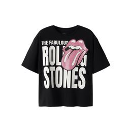 name it T-Shirt 'Rolling Stones' M&auml;dchen Gr&ouml;&szlig;e 146/152 hellpink / schwarz / wei&szlig;