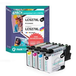 FairToner 4er Multipack Set kompatibel f&uuml;r Brother LC-527XLVAL MFC-J 4550 DW Druckerpatronen